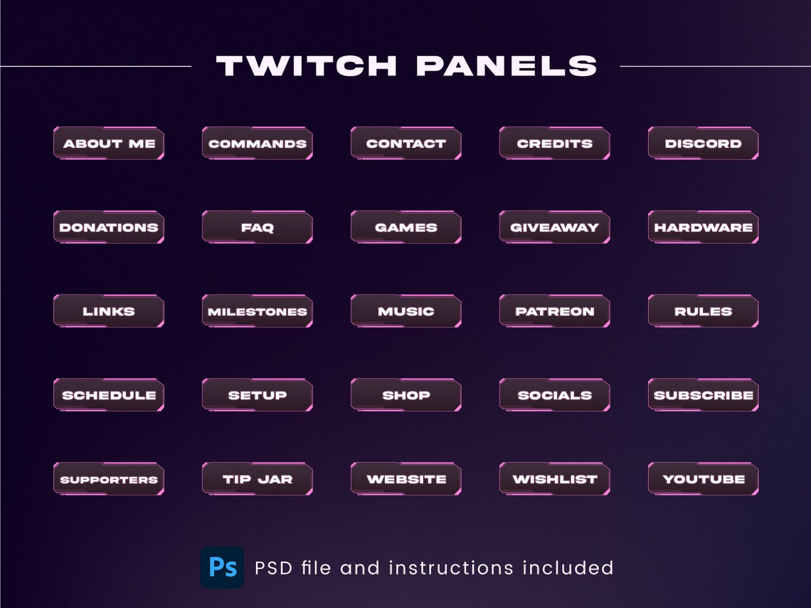 Twitch Panels - Pink Futuristic Panels for About Page on Twitch ...