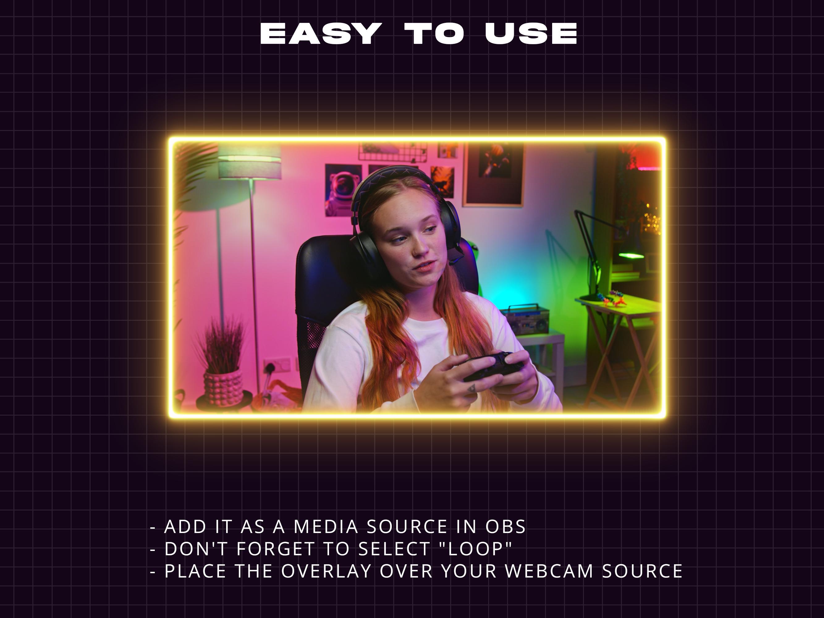 Gold Neon - Animated Webcam Overlay, Glowing Stream Overlay, Camera ...