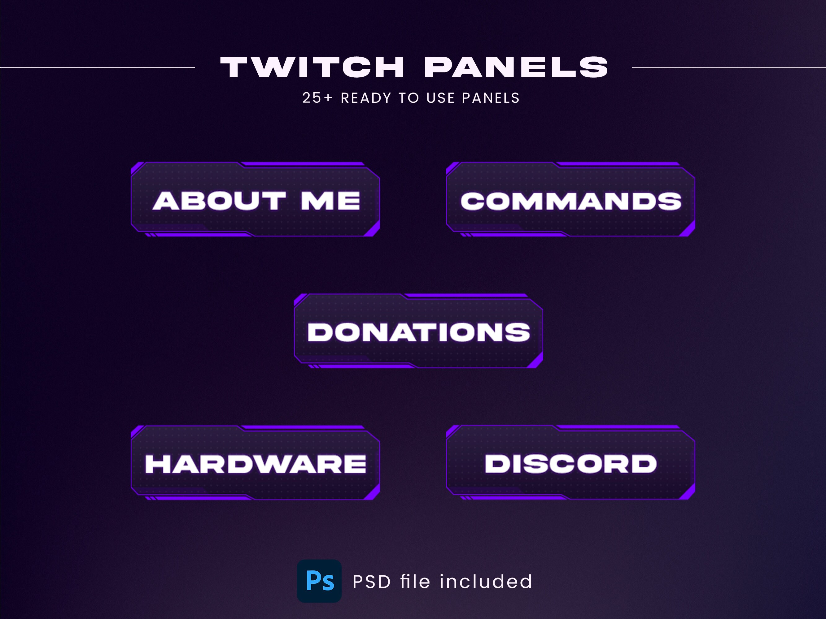 Twitch Panels - Purple Futuristic Panels for About Page on Twitch ...