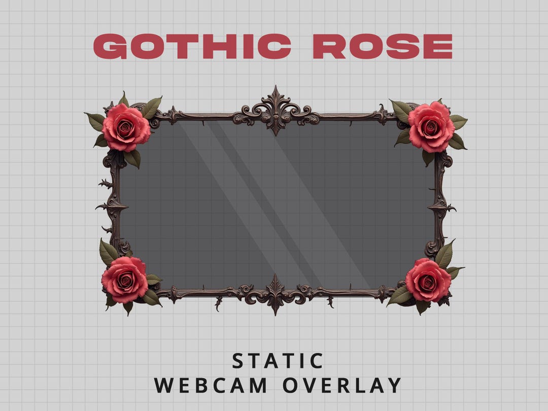 Gothic Rose Webcam Overlay Frame - Thorny Vine Border Static Overlay ...