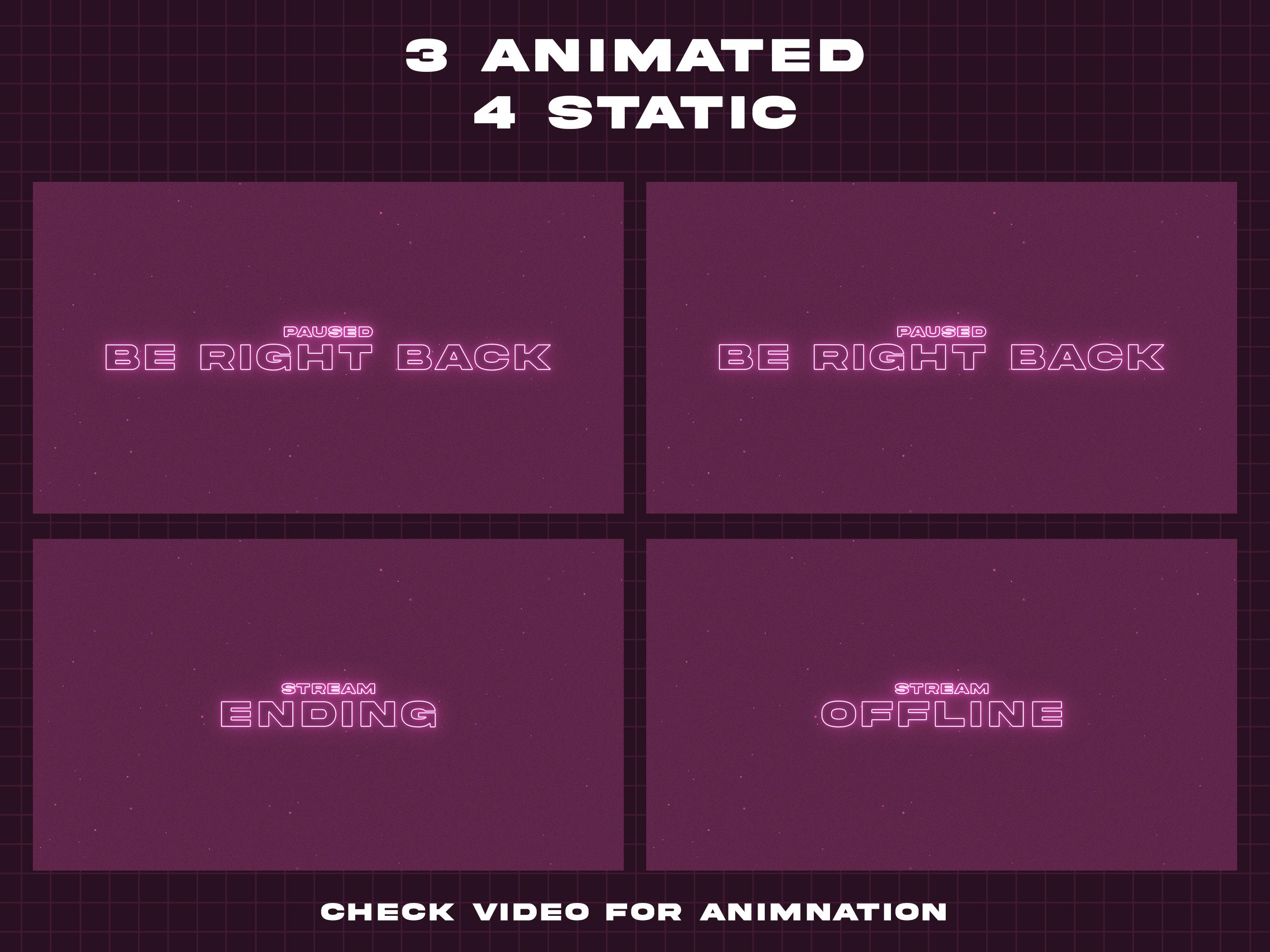 Pink Glowing Twitch Stream Screens Bundle | Animated Starting Soon ...