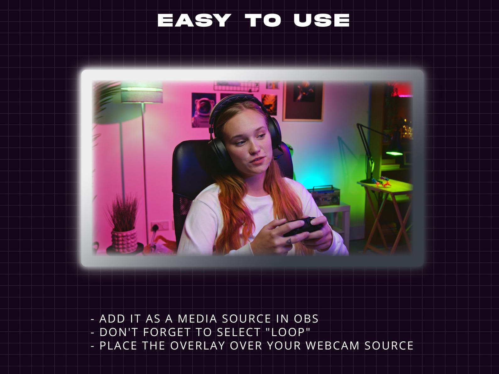 Black and White Animated Webcam Overlay, Glowing Stream Overlay, Camera ...