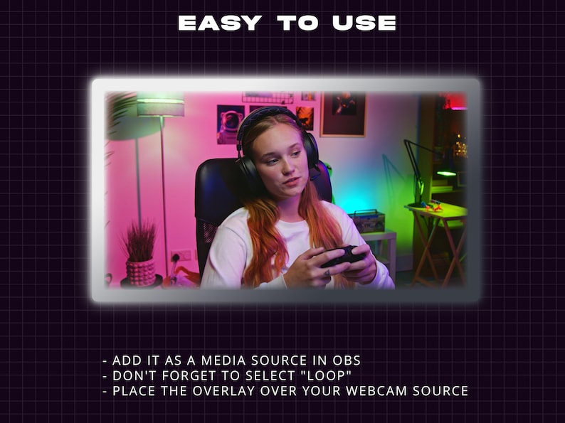 Black and White Animated Webcam Overlay, Glowing Stream Overlay, Camera ...