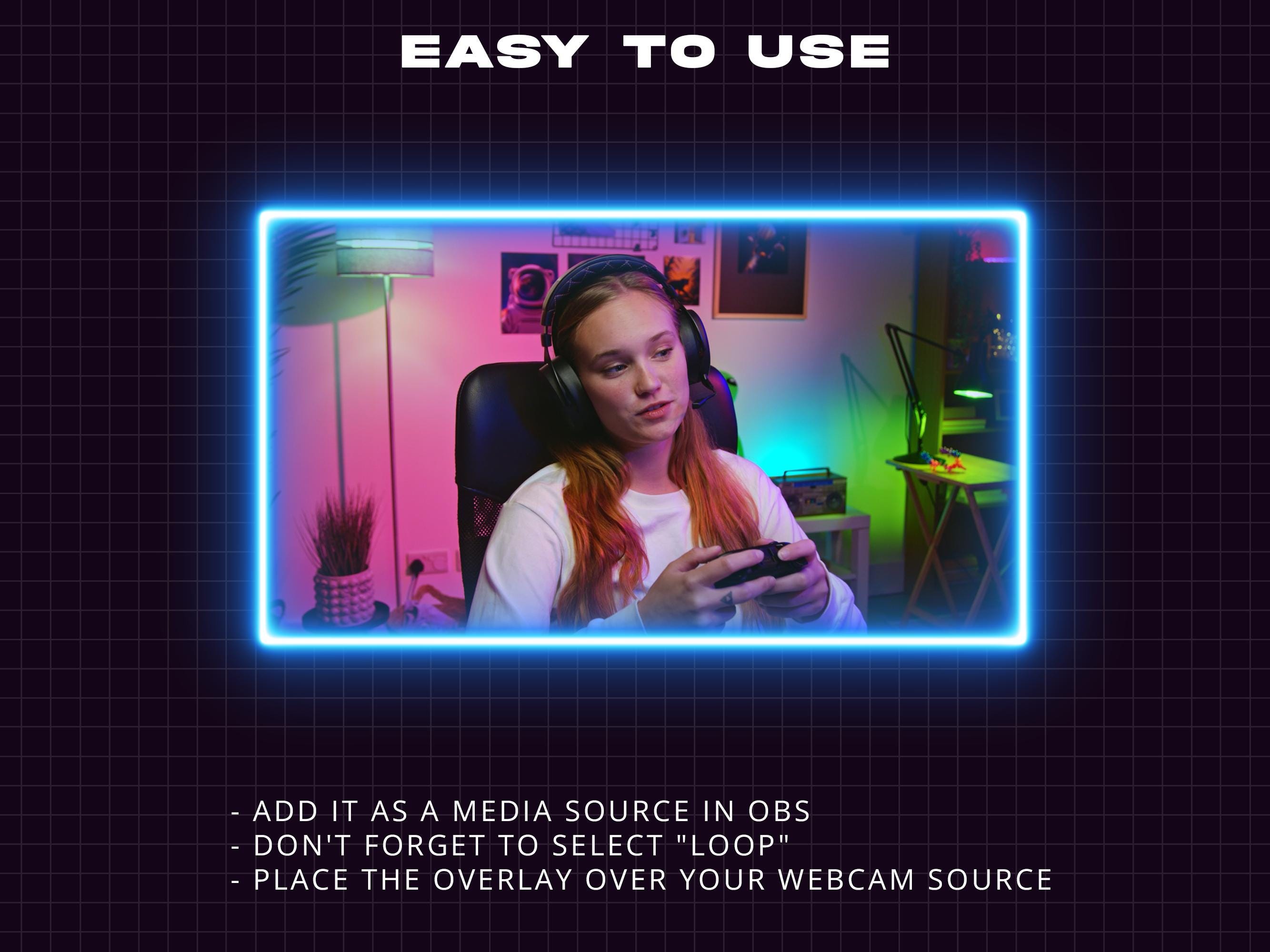 Blue Neon - Animated Webcam Overlay, Glowing Stream Overlay - Camera ...