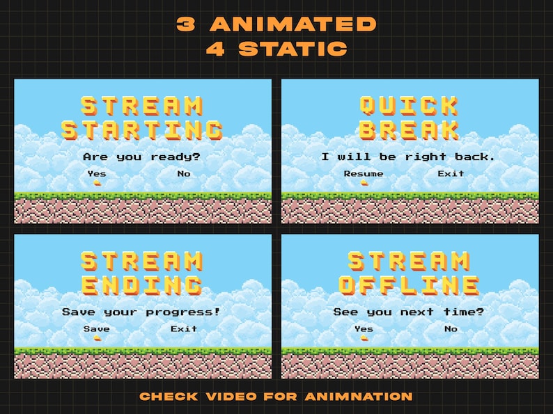 Retro Gaming Intermission Screens - 8-bit Pixel Art Themed Twitch ...