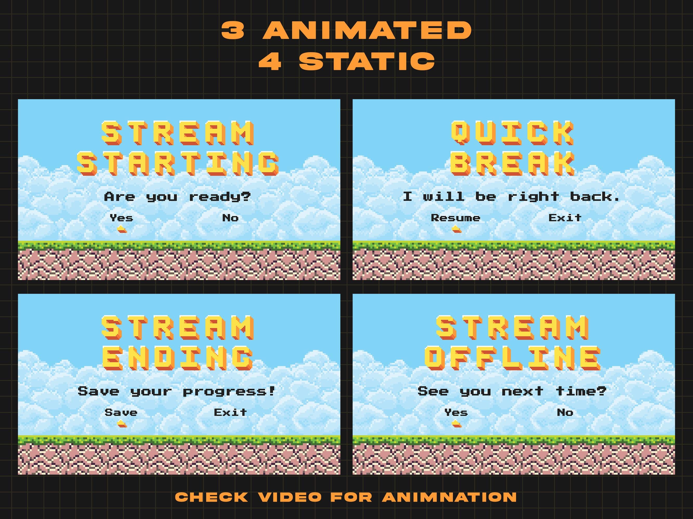 Retro Gaming Intermission Screens - 8-bit Pixel Art Themed Twitch ...