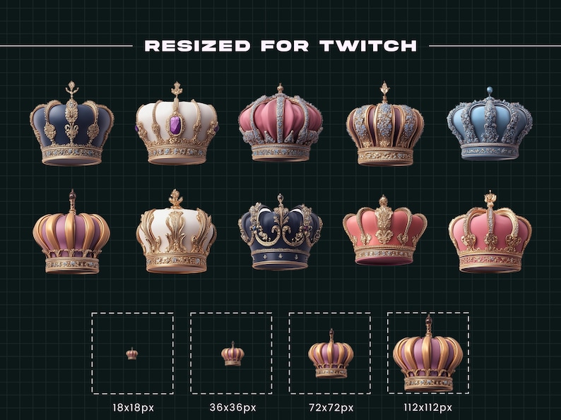 King Crowns Twitch Sub Badges - Emotes for Twitch Subscribers, Kings ...