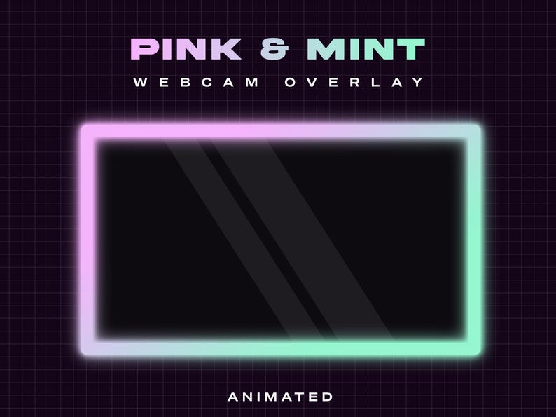 Pink and Mint Animated Webcam Overlay, Glowing Stream Overlay, Camera ...