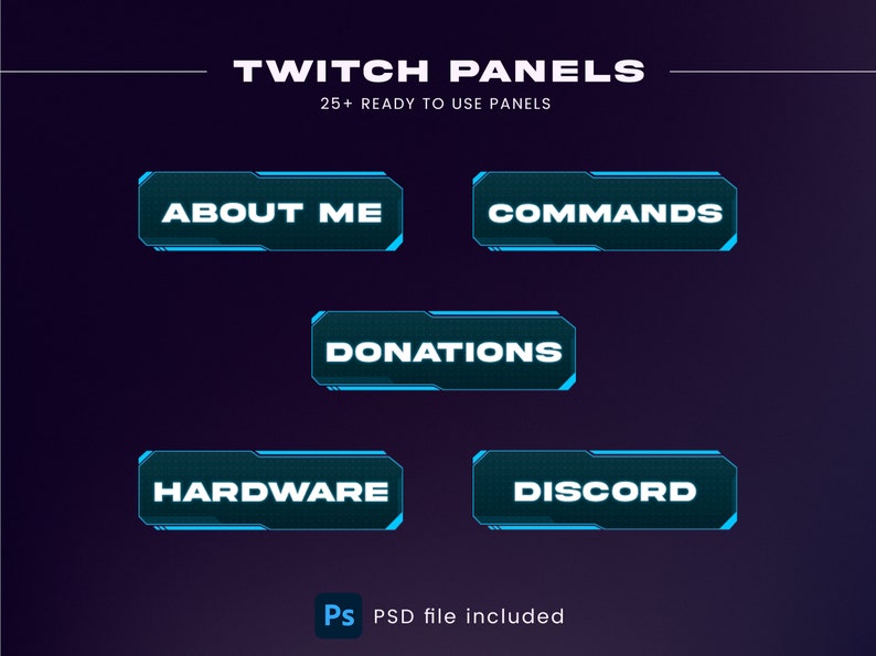 Twitch Panels - Cyan Futuristic Panels for About Page on Twitch ...