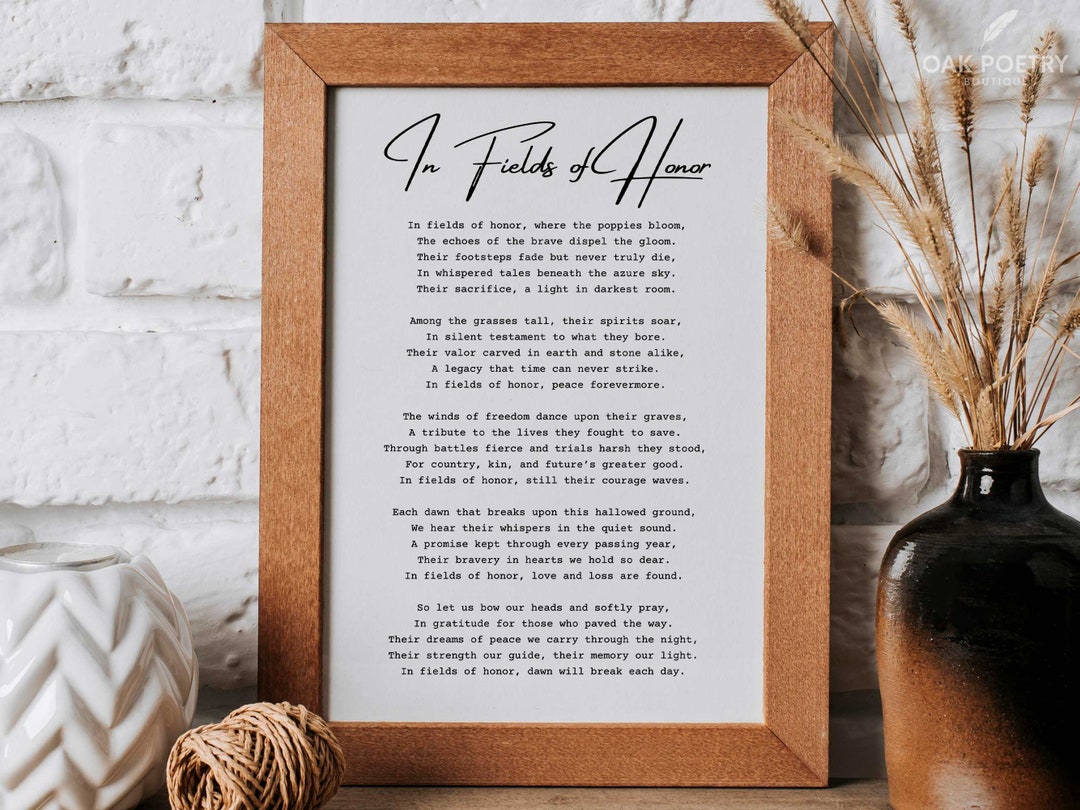Fallen Soldier Poem in Fields of Honor, Celebration of Life Poem for ...