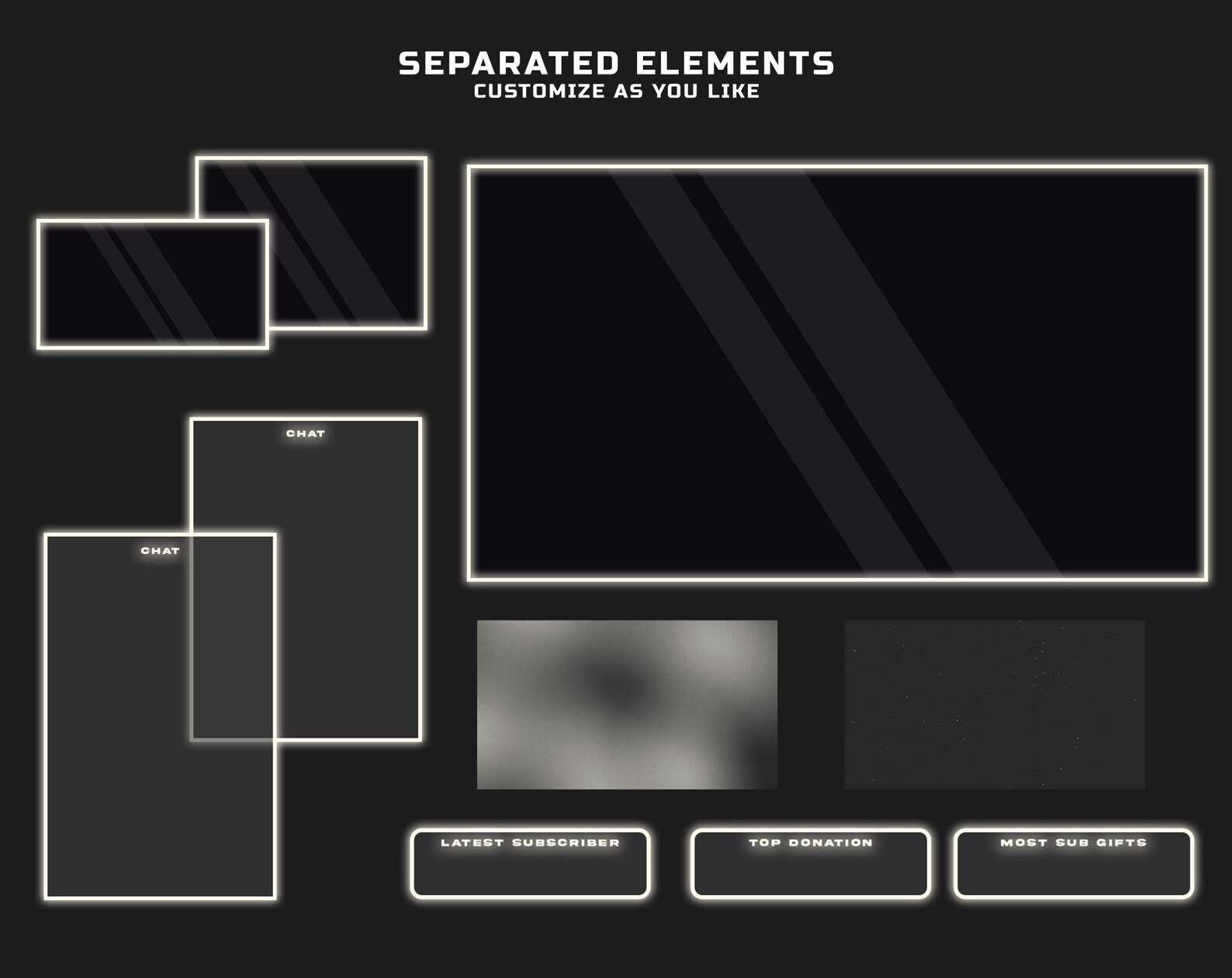 Gray Twitch Overlay Package - Black & White Minimalist Stream Overlay ...