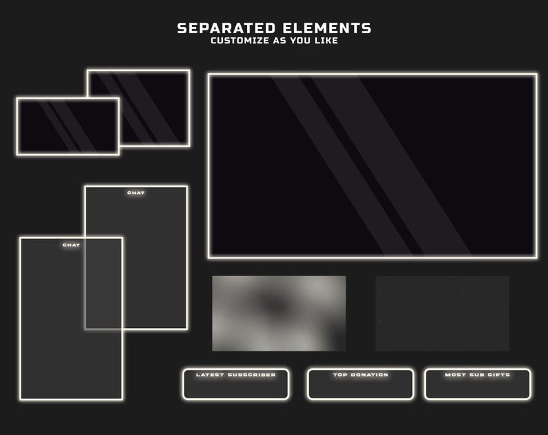 Gray Twitch Overlay Package - Black & White Minimalist Stream Overlay ...