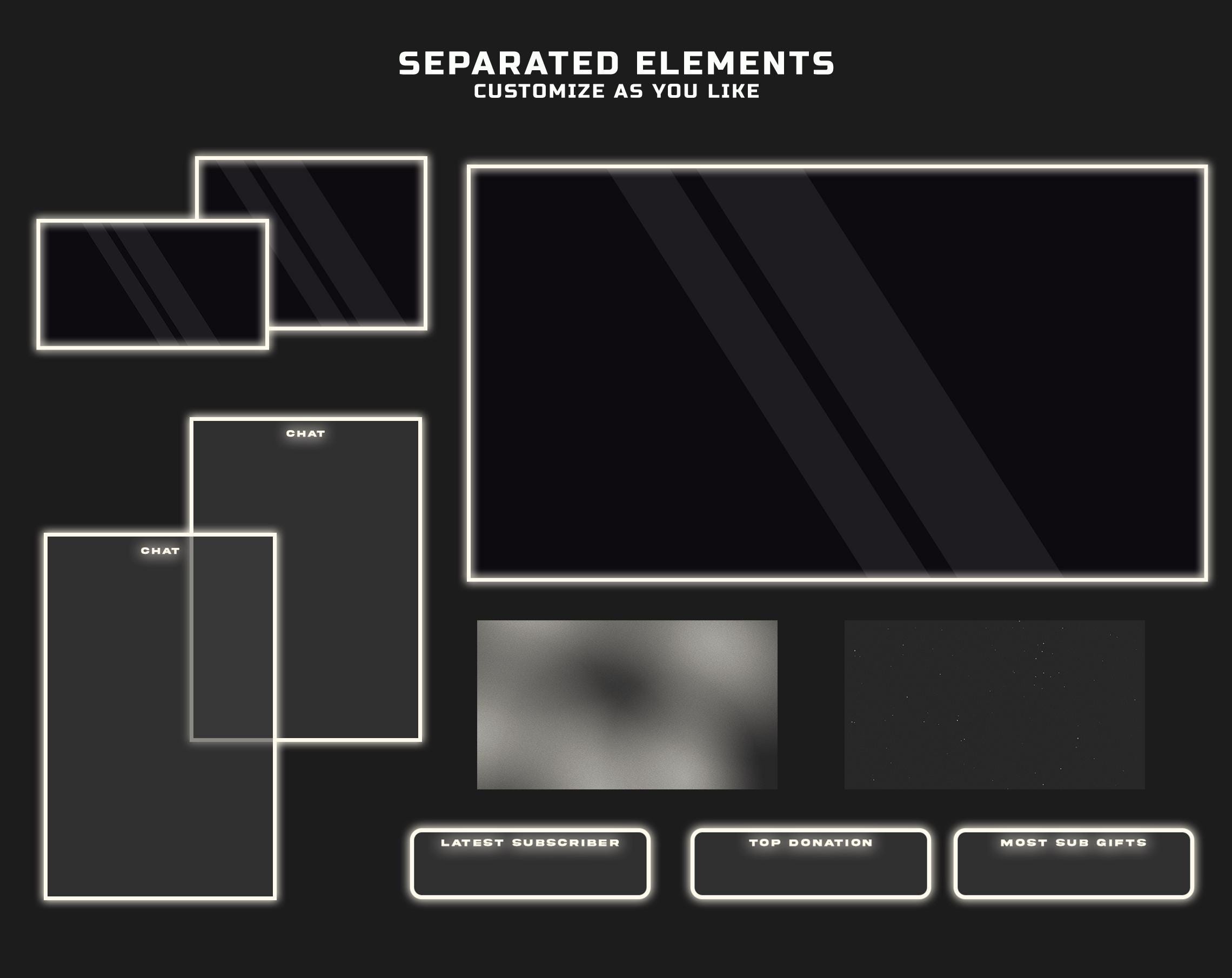 Gray Twitch Overlay Package - Black & White Minimalist Stream Overlay ...