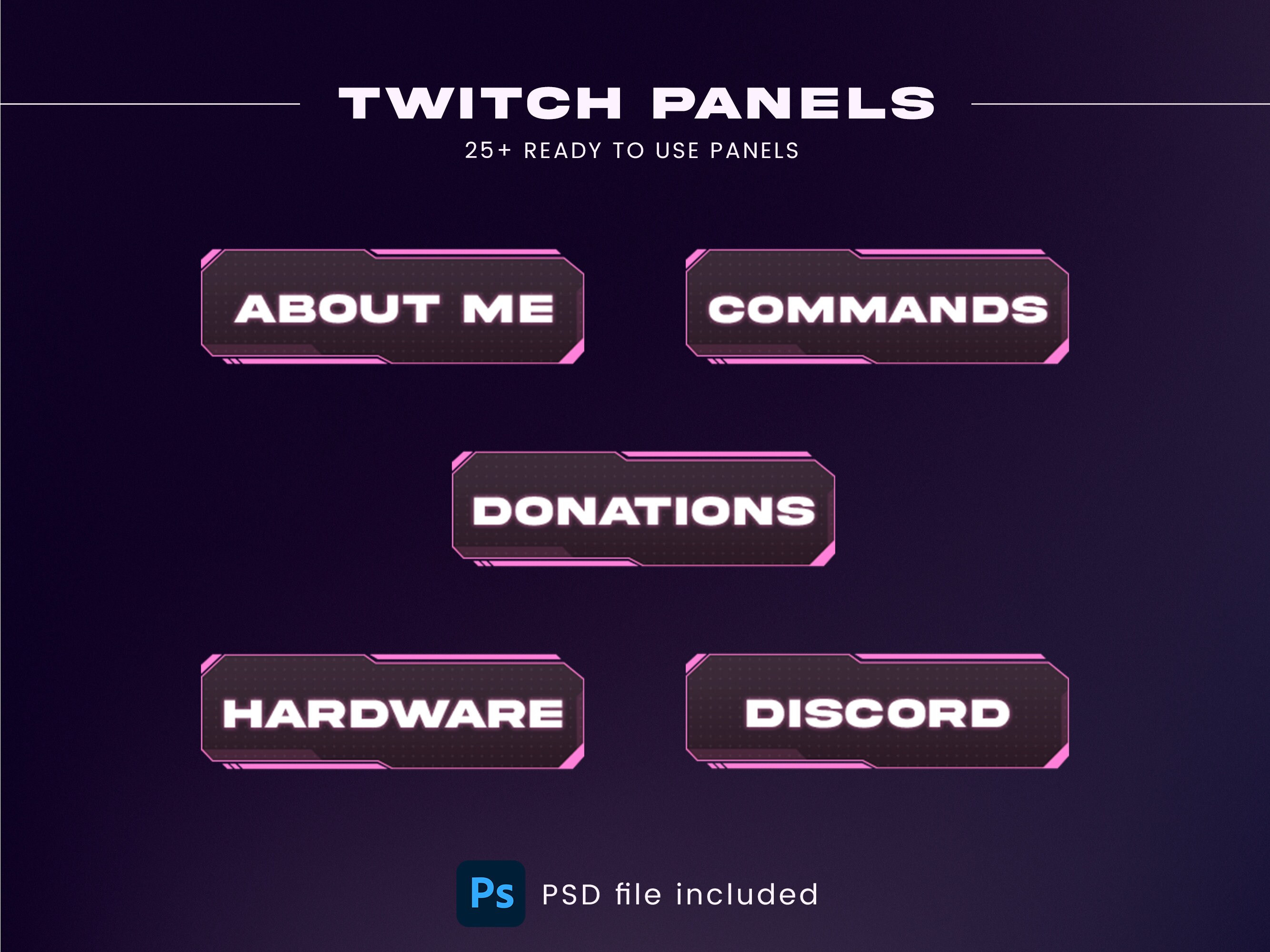 Twitch Panels - Pink Futuristic Panels for About Page on Twitch ...