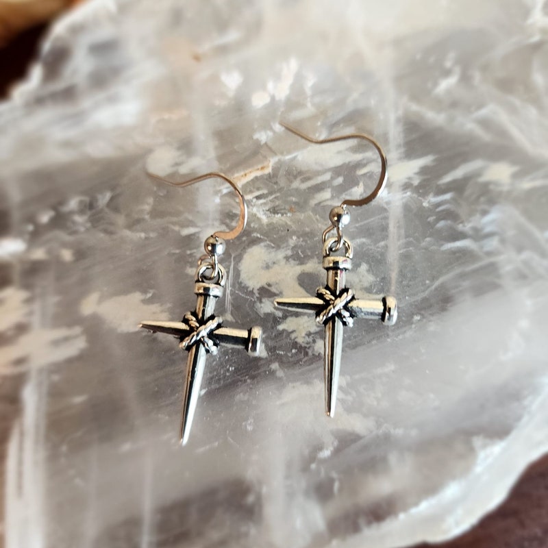 Nail Earrings - Etsy