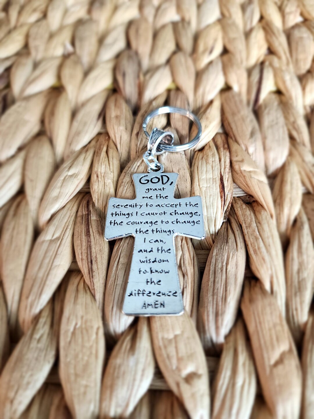 Serenity Payer Cross Keychain - Etsy