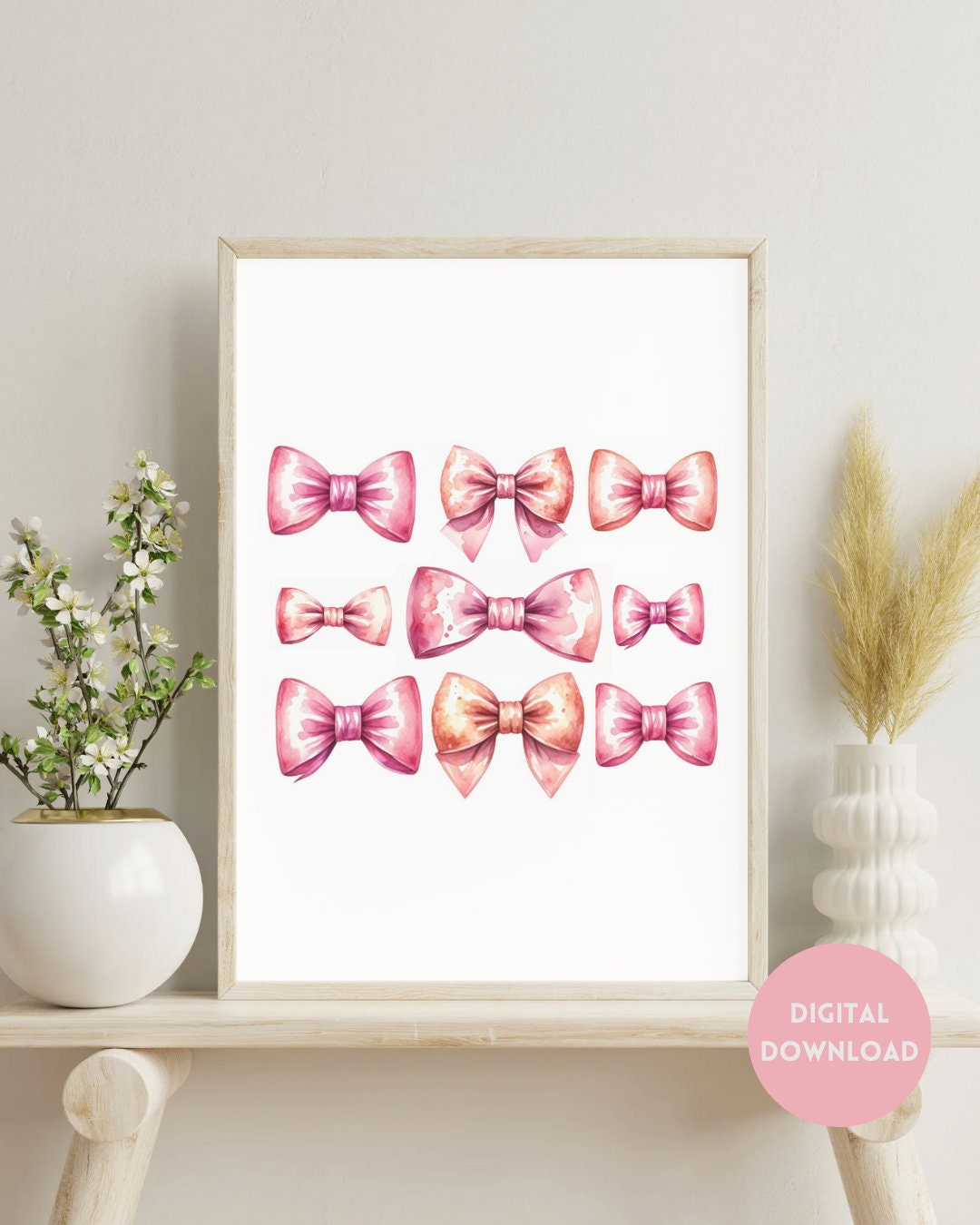 Croquette | Pink Bows | Modern Printable Artwork | Multiple Sizes ...