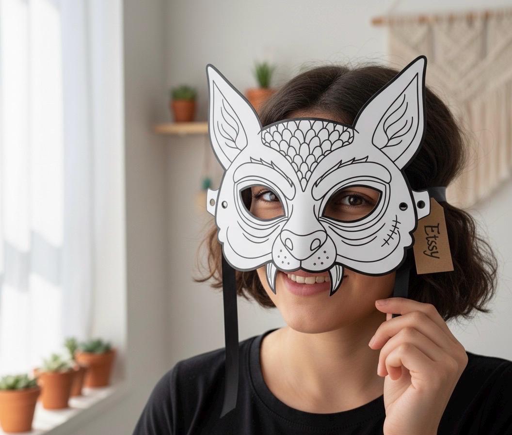 Printable Halloween Animal Masks: DIY Costume Craft (PDF Download) - Etsy