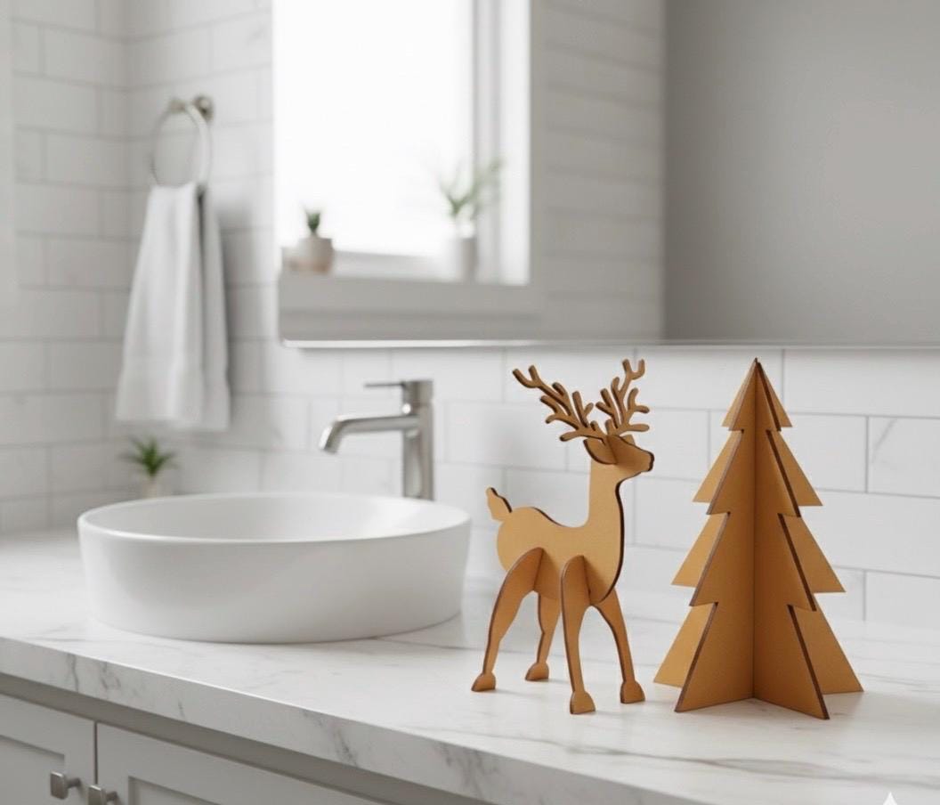 3D Christmas Reindeer & Tree Template: Laser Cut SVG, PDF (digital ...