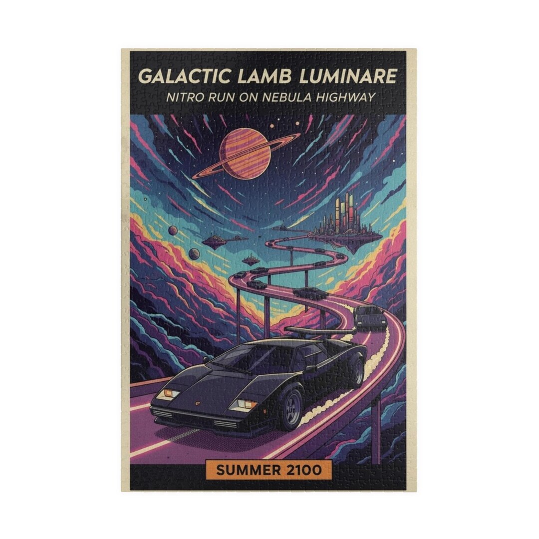 Retro Space Jigsaw Puzzle: Galactic Lamb Luminaire Family Game - Etsy