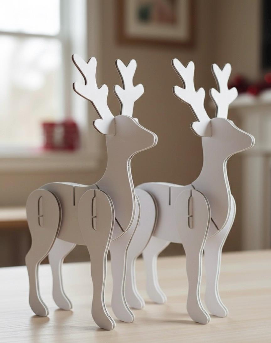 3D Christmas Reindeer & Tree Template: Laser Cut SVG, PDF (digital ...