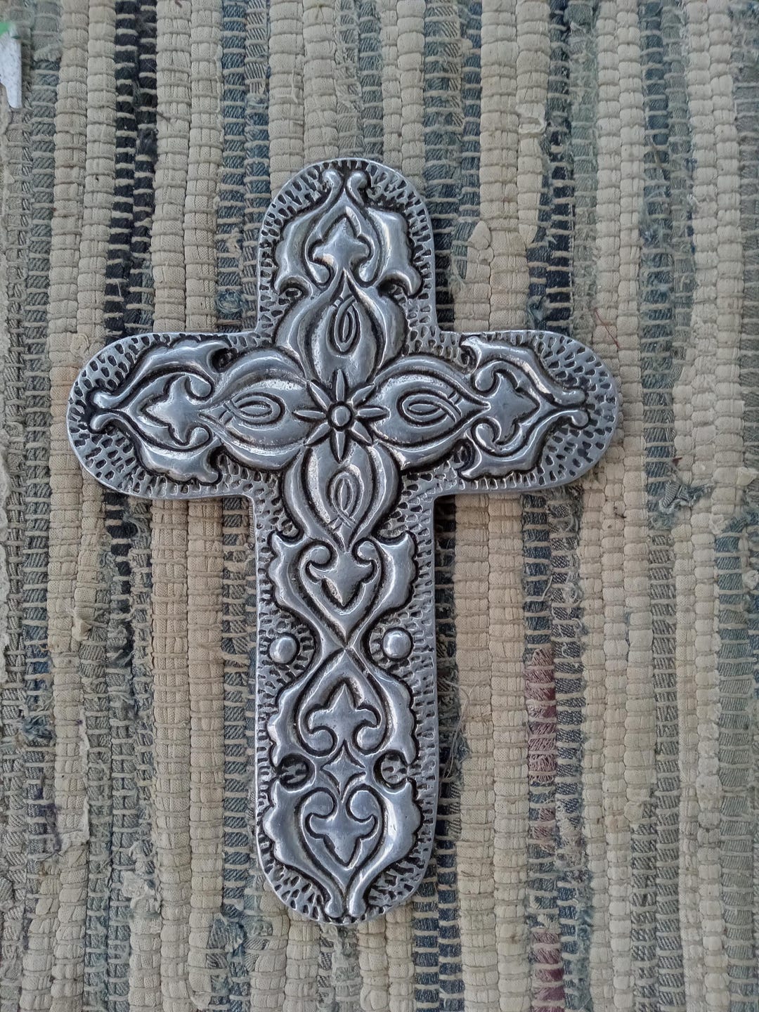 1998 Pewter Spanish Wall Cross - Etsy
