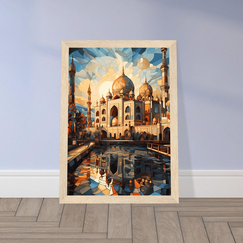 Wooden Framed Taj Mahal in Cubist Stained Glass - Etsy