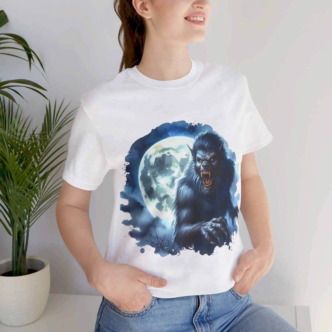 Werewolf Shirt Moonlit Creatures Hand-printed -lunar Howl Werewolf ...