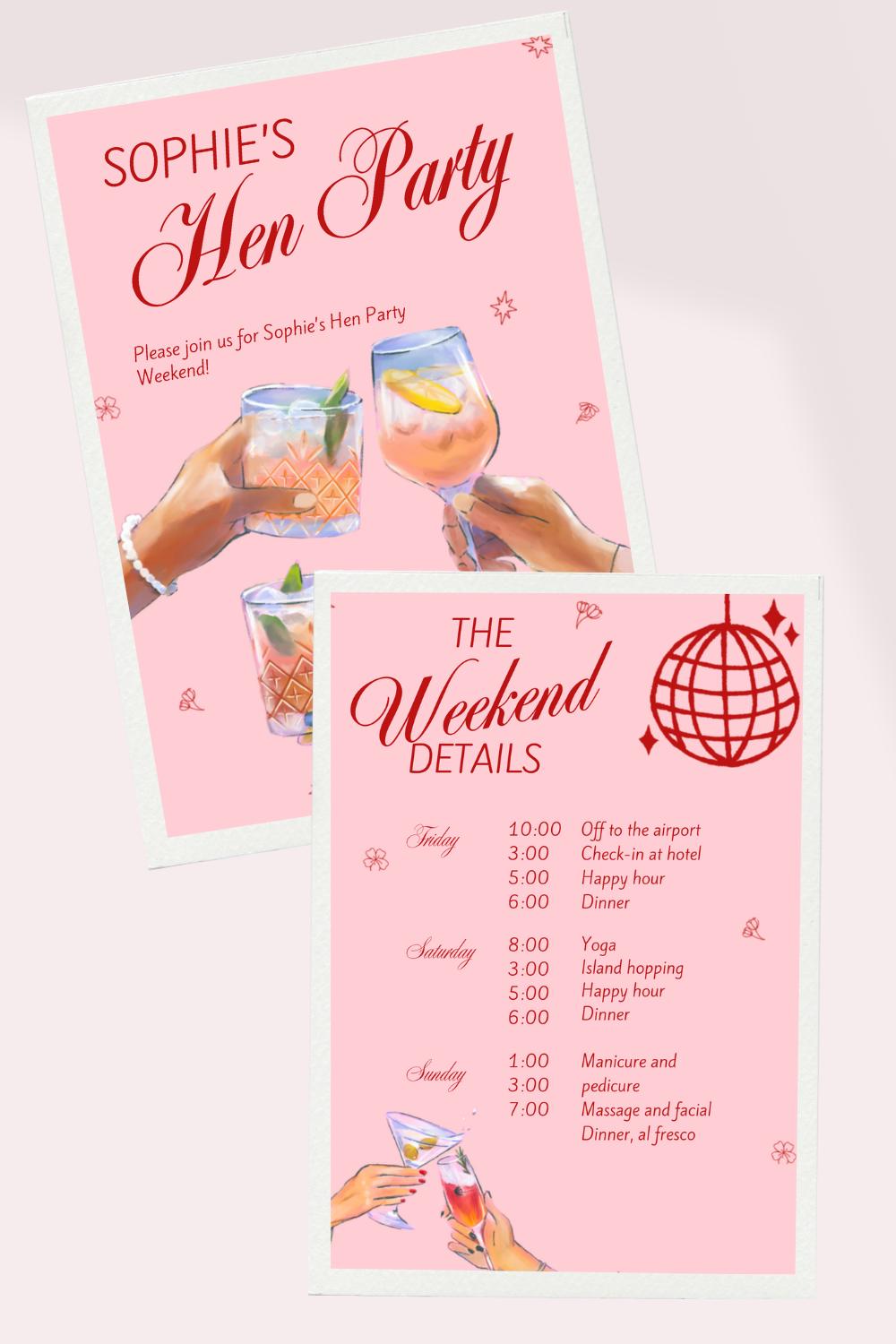 Hen Party Invitation, Hen Party Invite Pack, Hen Party Details, Hen ...