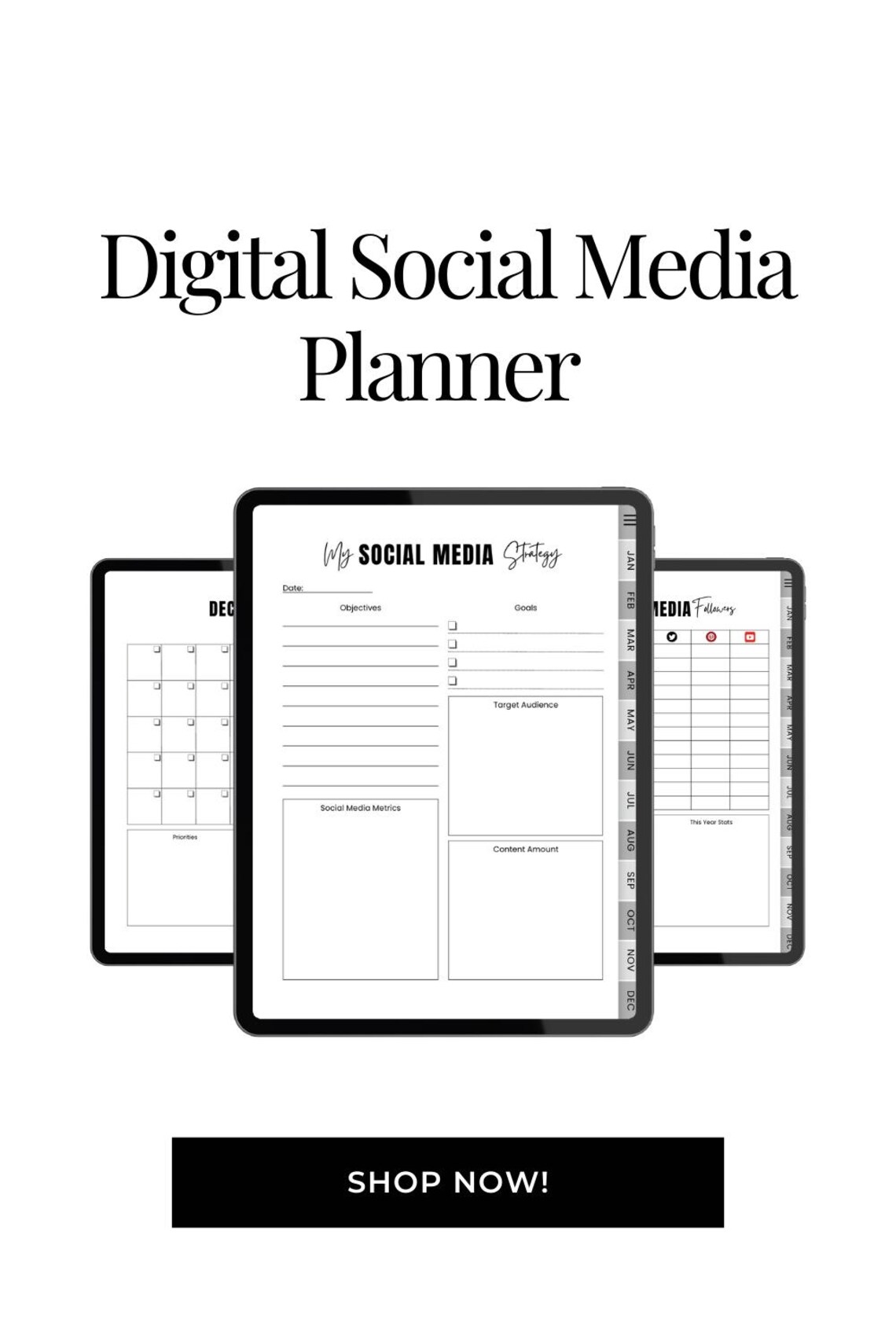 Social Media Content Planner, Digital Planner, Digital Content Planner ...
