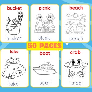 Fun in the Sun Summer Printable 50 Coloring Pages for Kids, Tracing ...