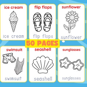 Fun in the Sun Summer Printable 50 Coloring Pages for Kids, Tracing ...