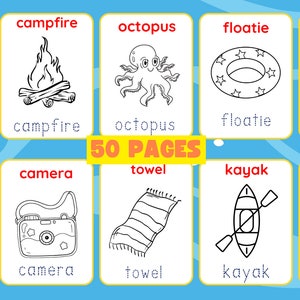 Fun in the Sun Summer Printable 50 Coloring Pages for Kids, Tracing ...