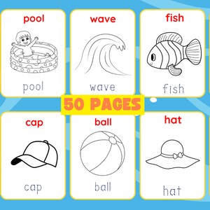 Fun in the Sun Summer Printable 50 Coloring Pages for Kids, Tracing ...