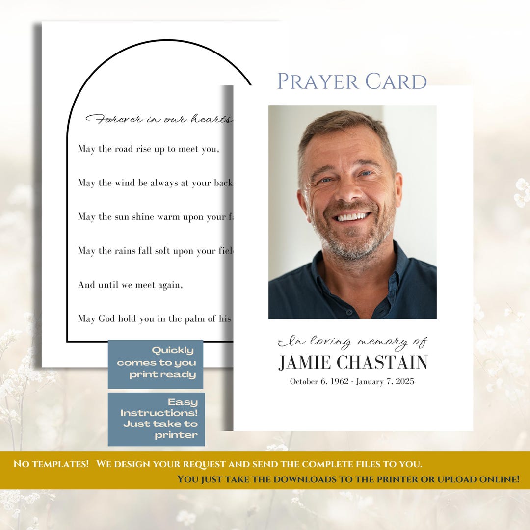 Editable Funeral Prayer Card Printable Memorial Prayer Card DESIGN ...