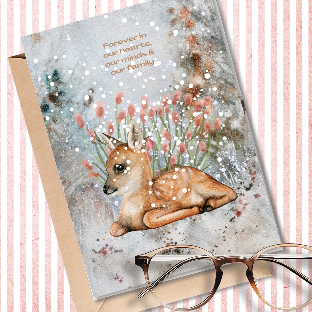 Sympathy Card Digital Fawn Card Printable Deer Condolence Card Forest ...