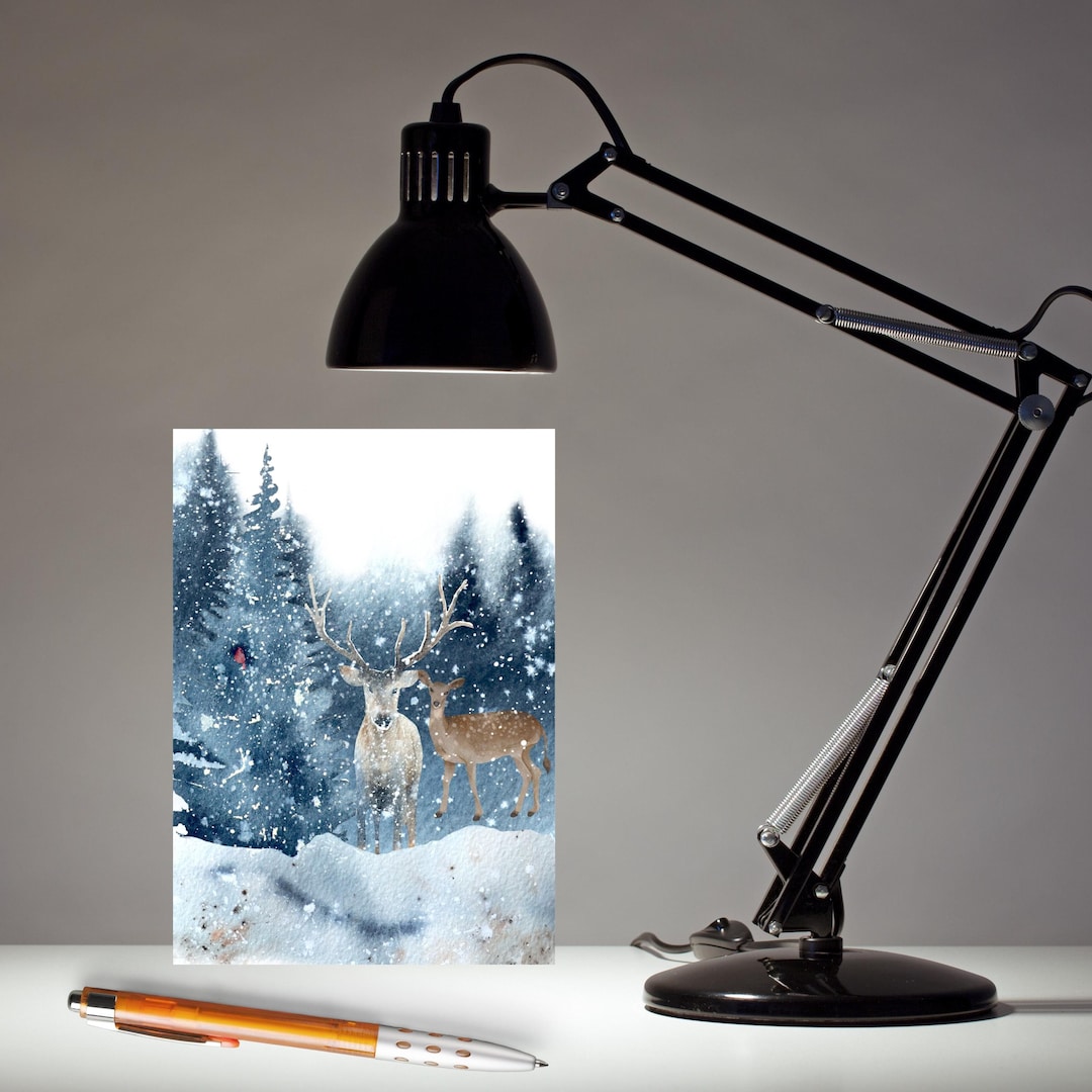 Sympathy Card Digital Deer Pair Card Condolence Card Winter Vement ...