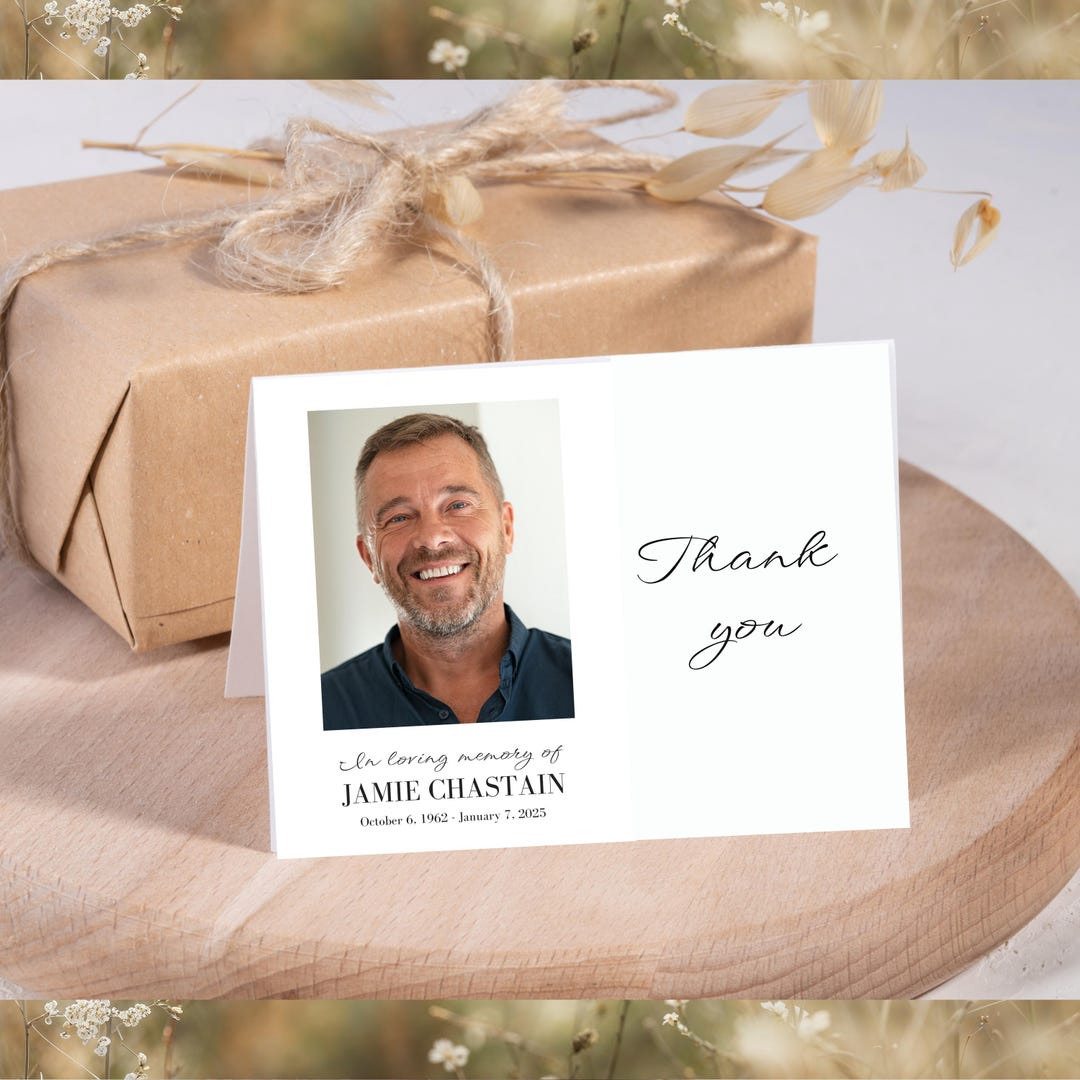 Funeral Thank You Note Card Photo Custom Funeral Service/minimalistic ...