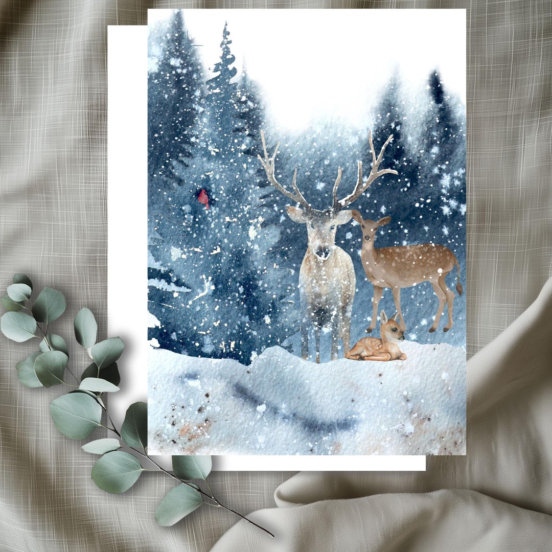 Sympathy Card Digital Buck Family Card Deer Condolence Card Forest ...