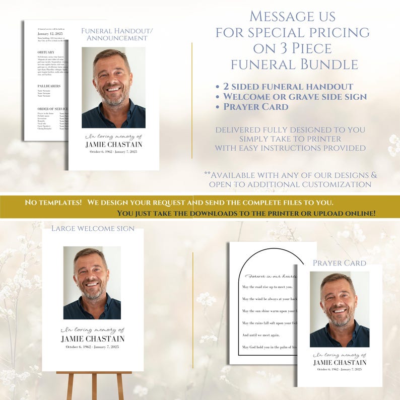 Editable Funeral Prayer Card Printable Memorial Prayer Card DESIGN ...