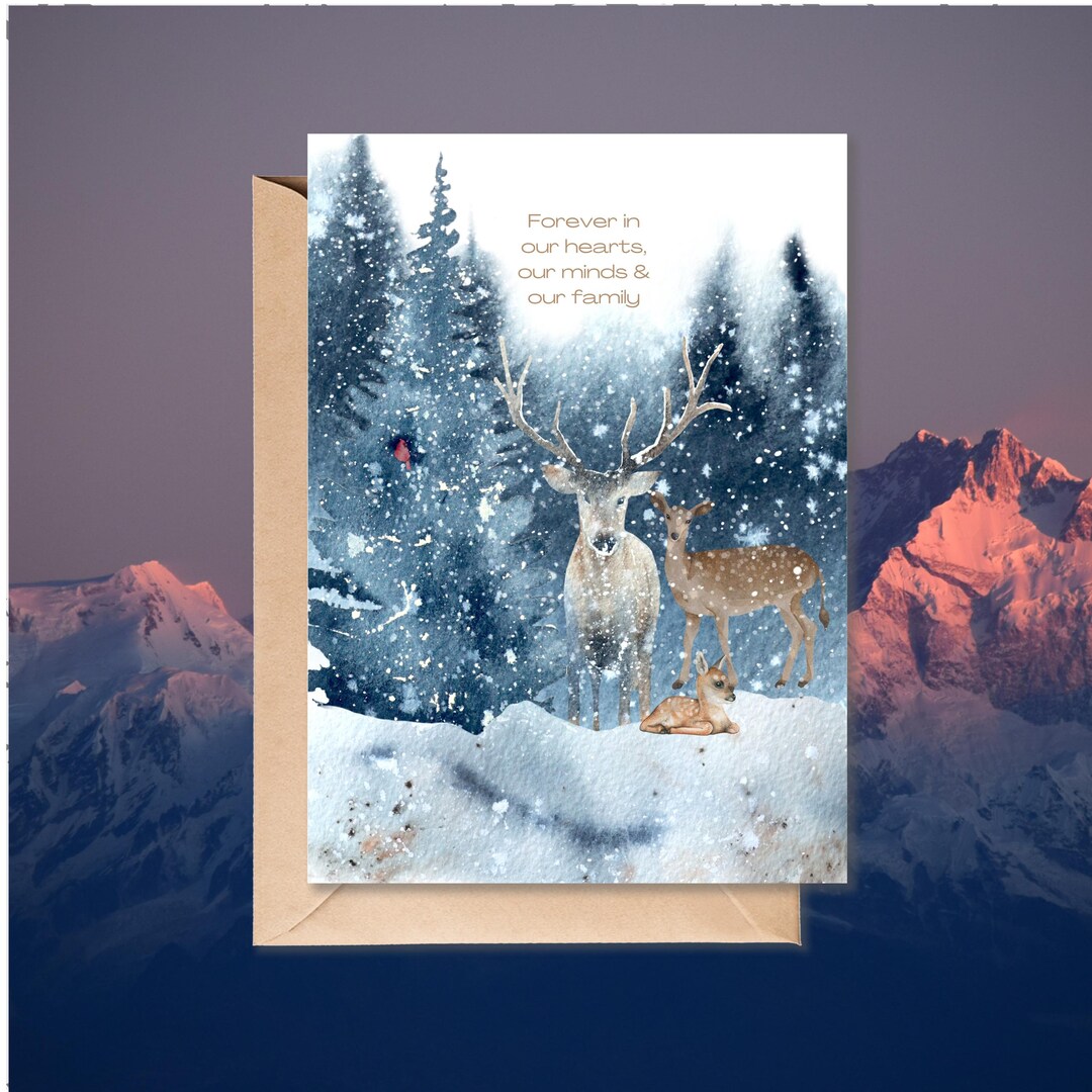 Sympathy Card Digital Buck Family Card Deer Condolence Card Forest ...