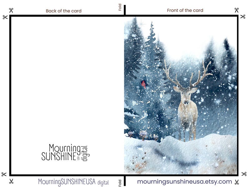 Sympathy Card Digital Buck Card Printable Deer Condolence Card Forest ...