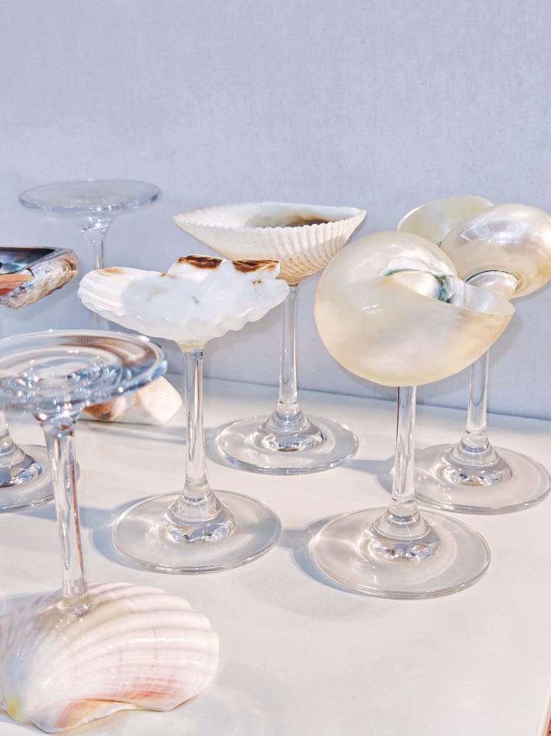 Customized Seashell Wine Glasses, Goblet Cocktail Coupe Glasses, Beach ...