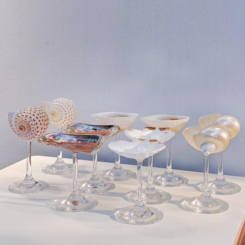 Customized Seashell Wine Glasses, Goblet Cocktail Coupe Glasses, Beach ...