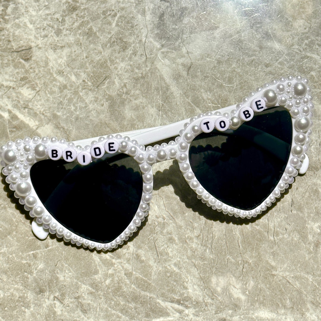 Customize Bride Heart Pearl Sunglasses,bride to Be Sunglasses ...