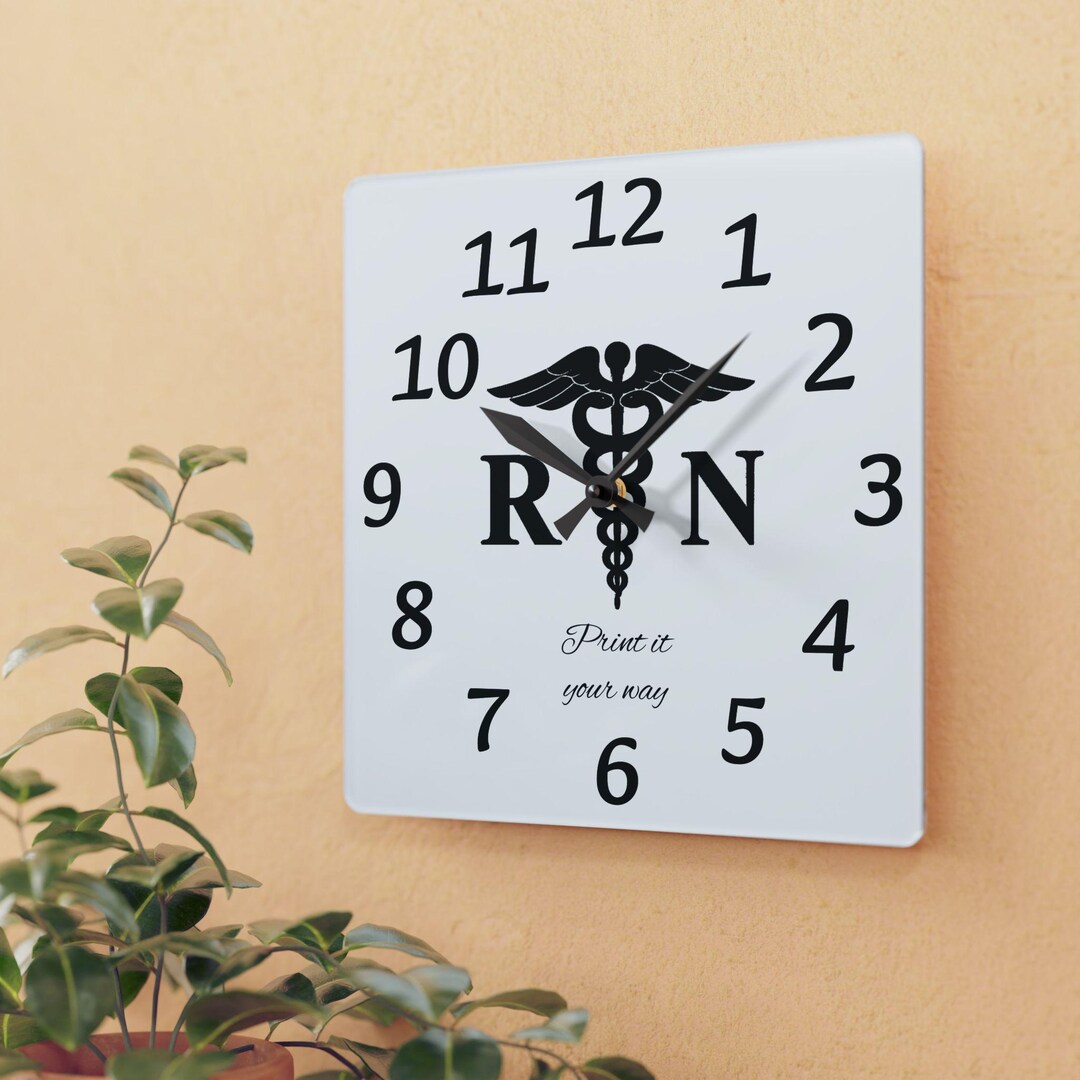 RN Caduceus Acrylic Wall Clock | Nurse Nursing Healthcare Decor - Etsy