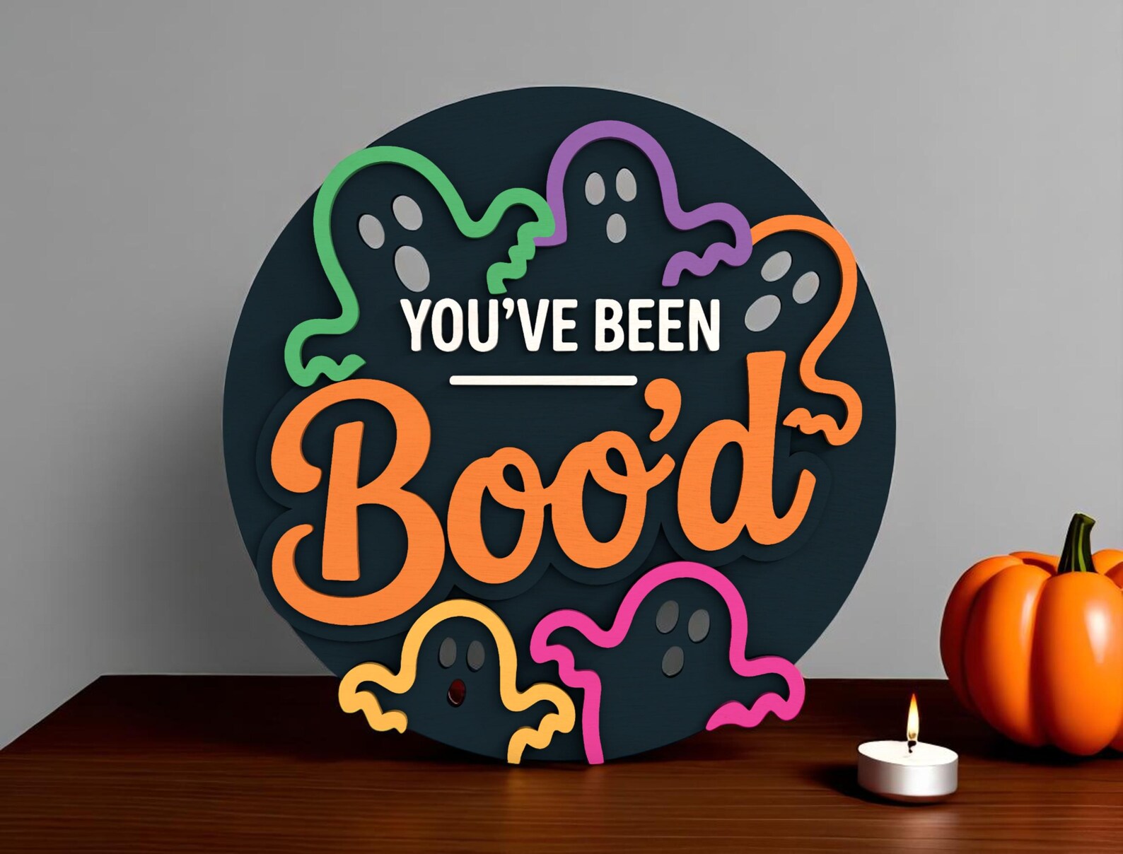 Halloween Door Sign | You‘ve Been Boo’d Ghost Plaque | Multicolor Ghost ...
