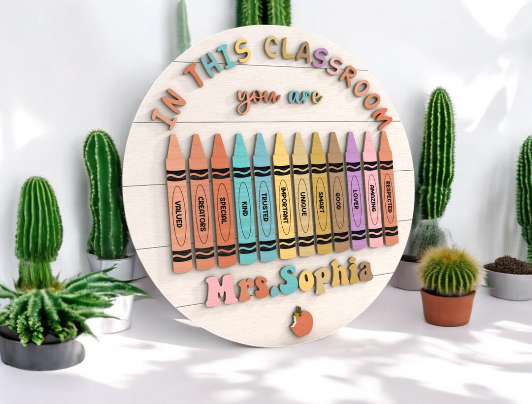 Custom Teacher Name Sign, Personalized Classroom Wood Teacher Door Sign ...