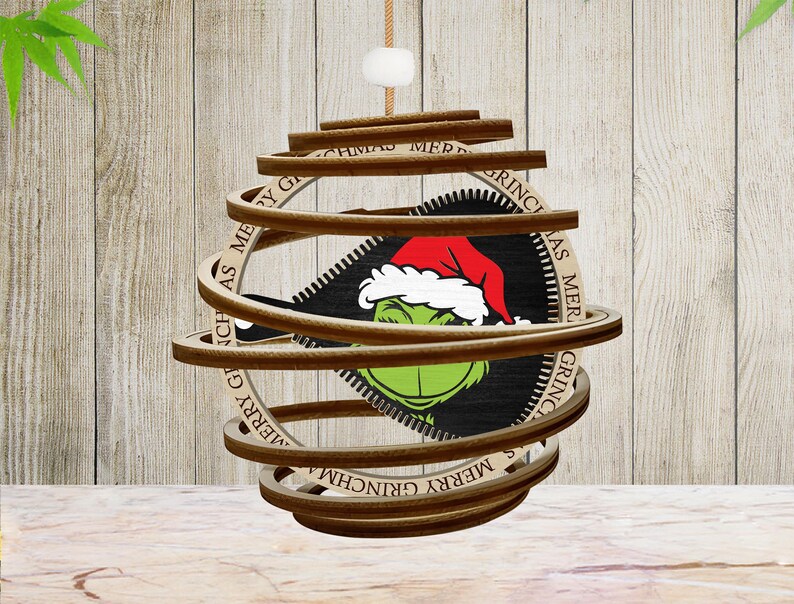 Spiral Grinch Oranment Svg, Merry Grinchmas Lasercut File Svg, Merry ...