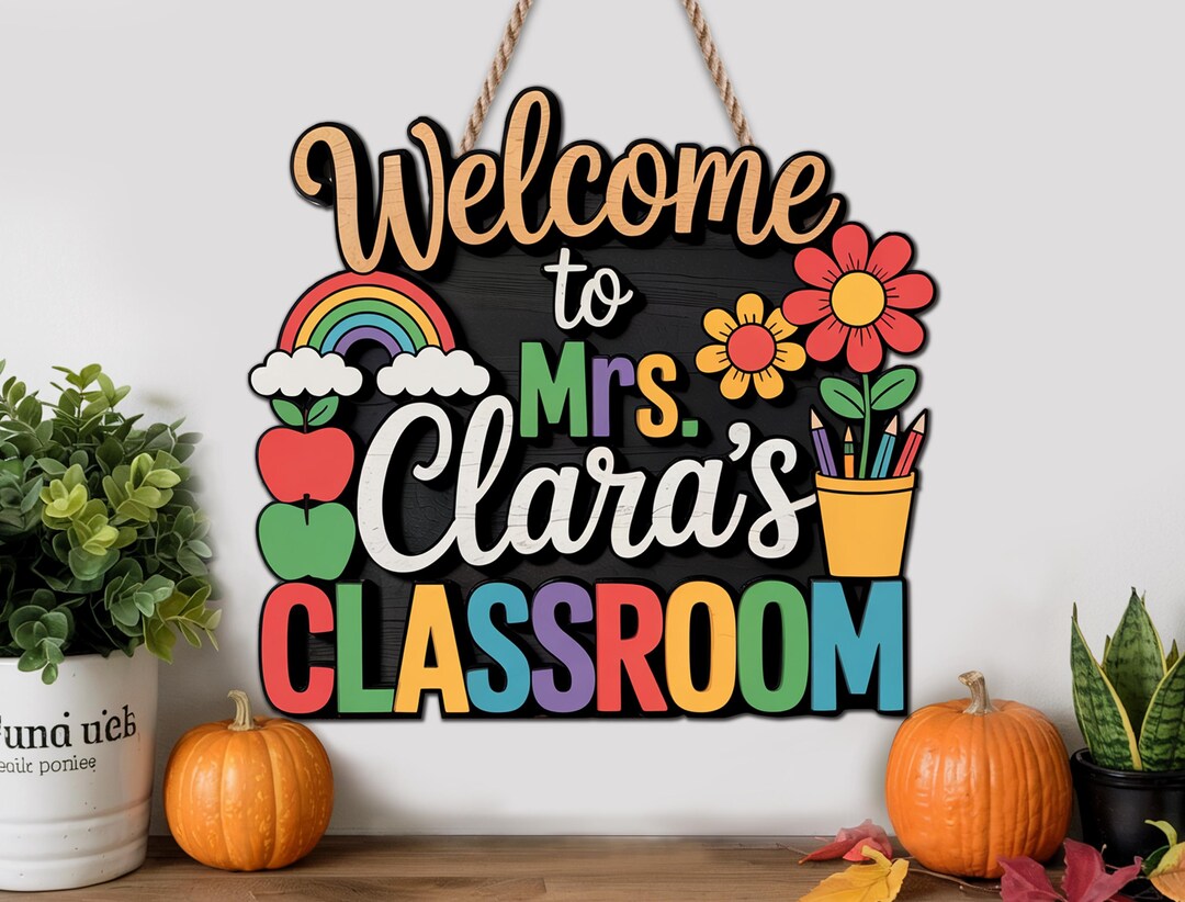 Personalized Teacher Door Sign | Custom Classroom Name Sign | Back to ...